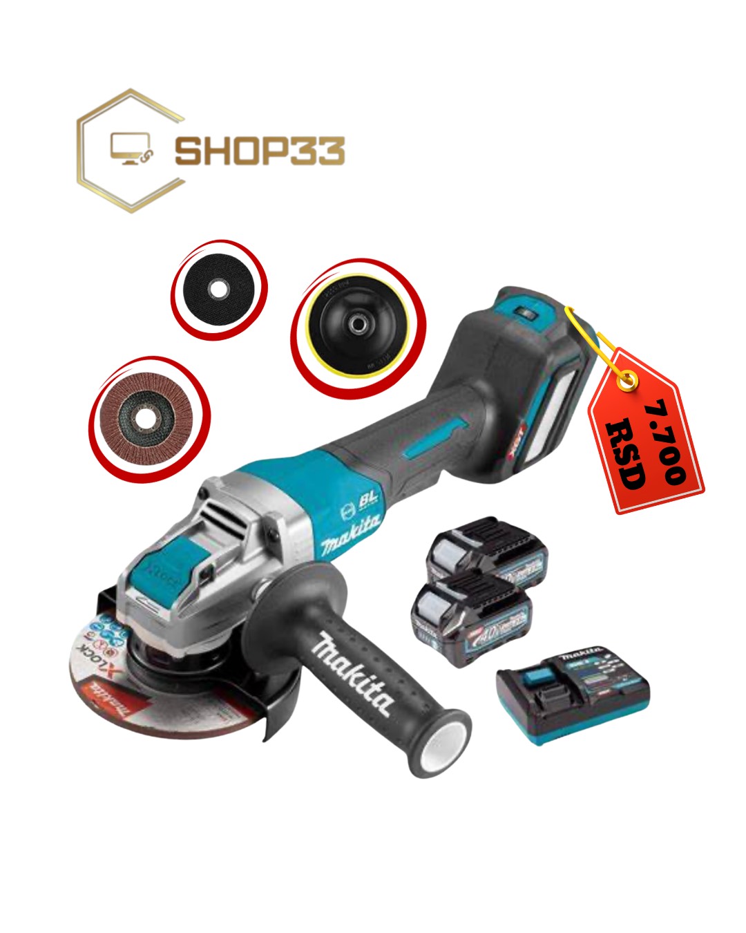 Aku brusilica 900w + dve baterije – Shop 33